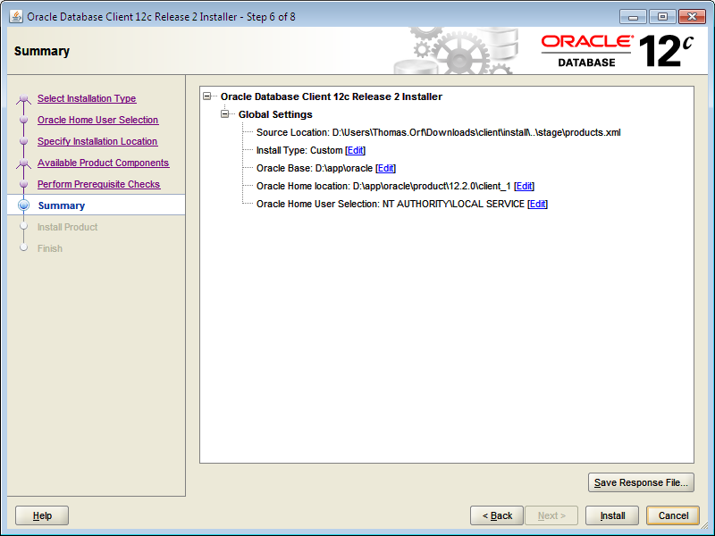 Installing Oracle 12.2 Client Software on Windows