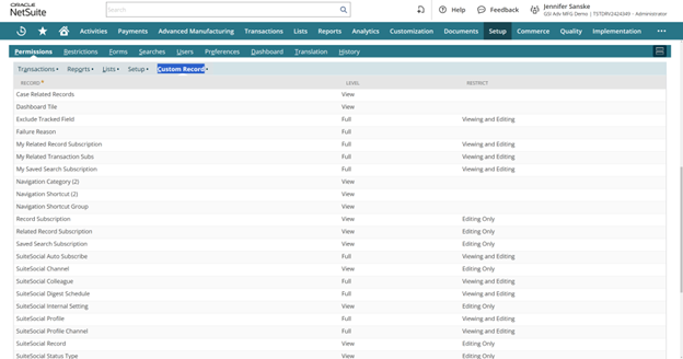 Updating Custom Record Permissions in NetSuite